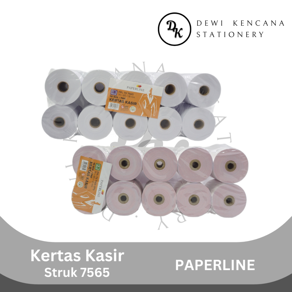 Jual Kertas Kasir / Struk / Paper Roll 1PLY 2PLY Uk. 75x65 Merk ...