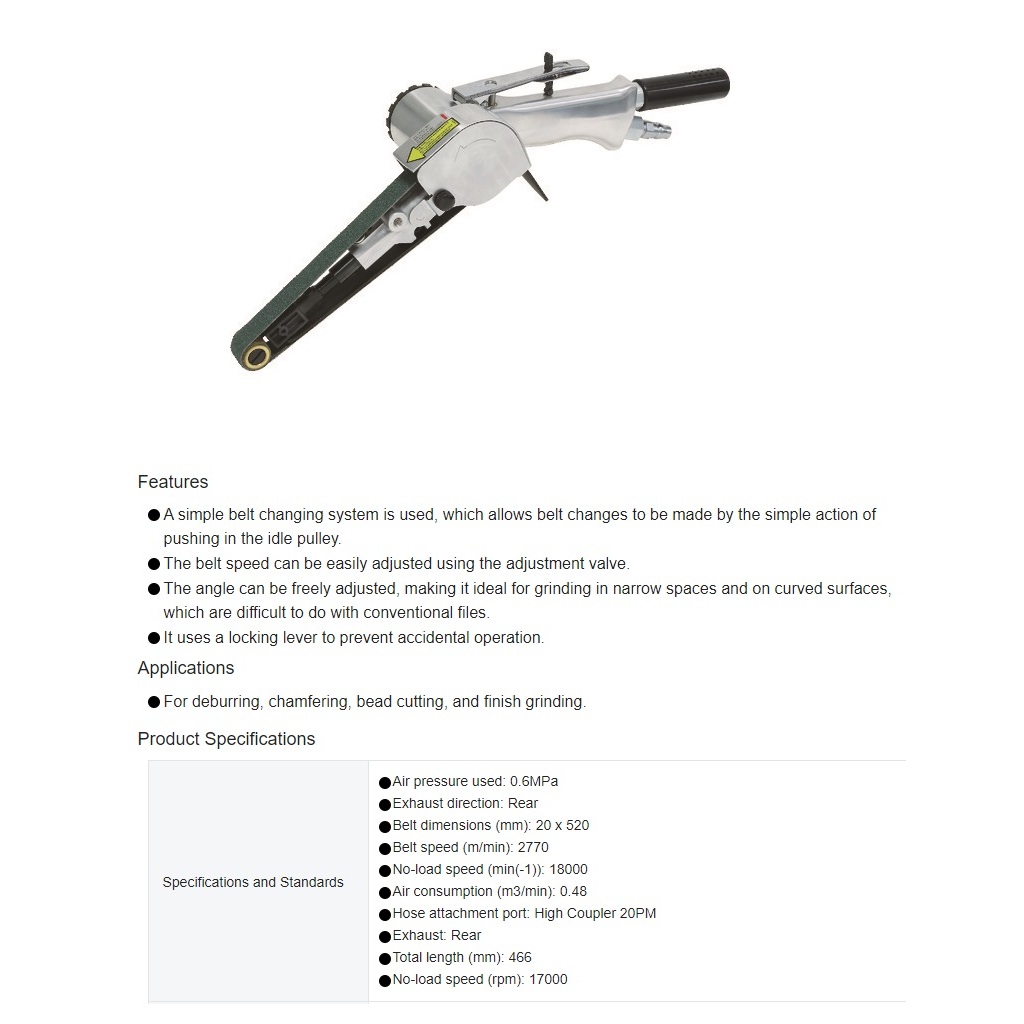 Jual NITTO KOHKI Pneumatic Belt Sander (50414) B-20CL | Shopee Indonesia