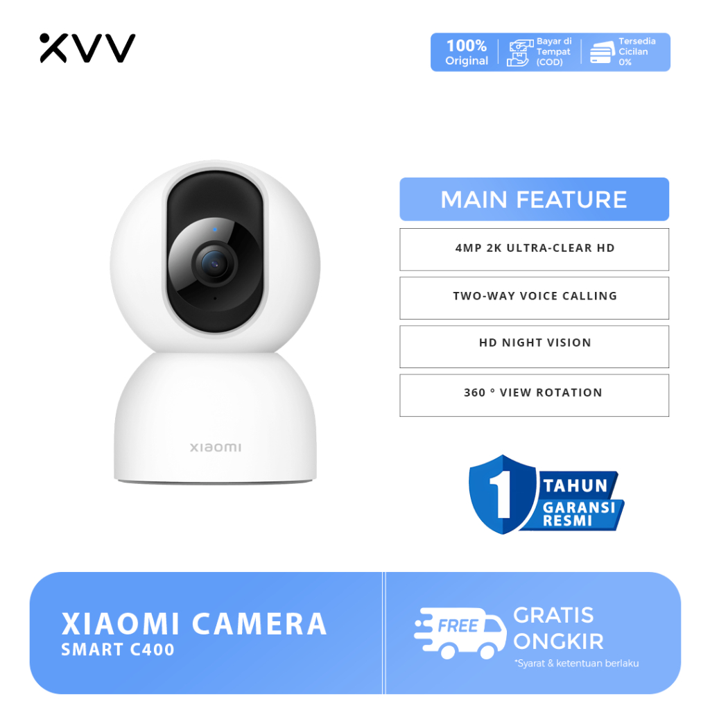 Jual Xiaomi Smart Camera C400 | CCTV Indoor | 4MP | Rotasi 360 ...