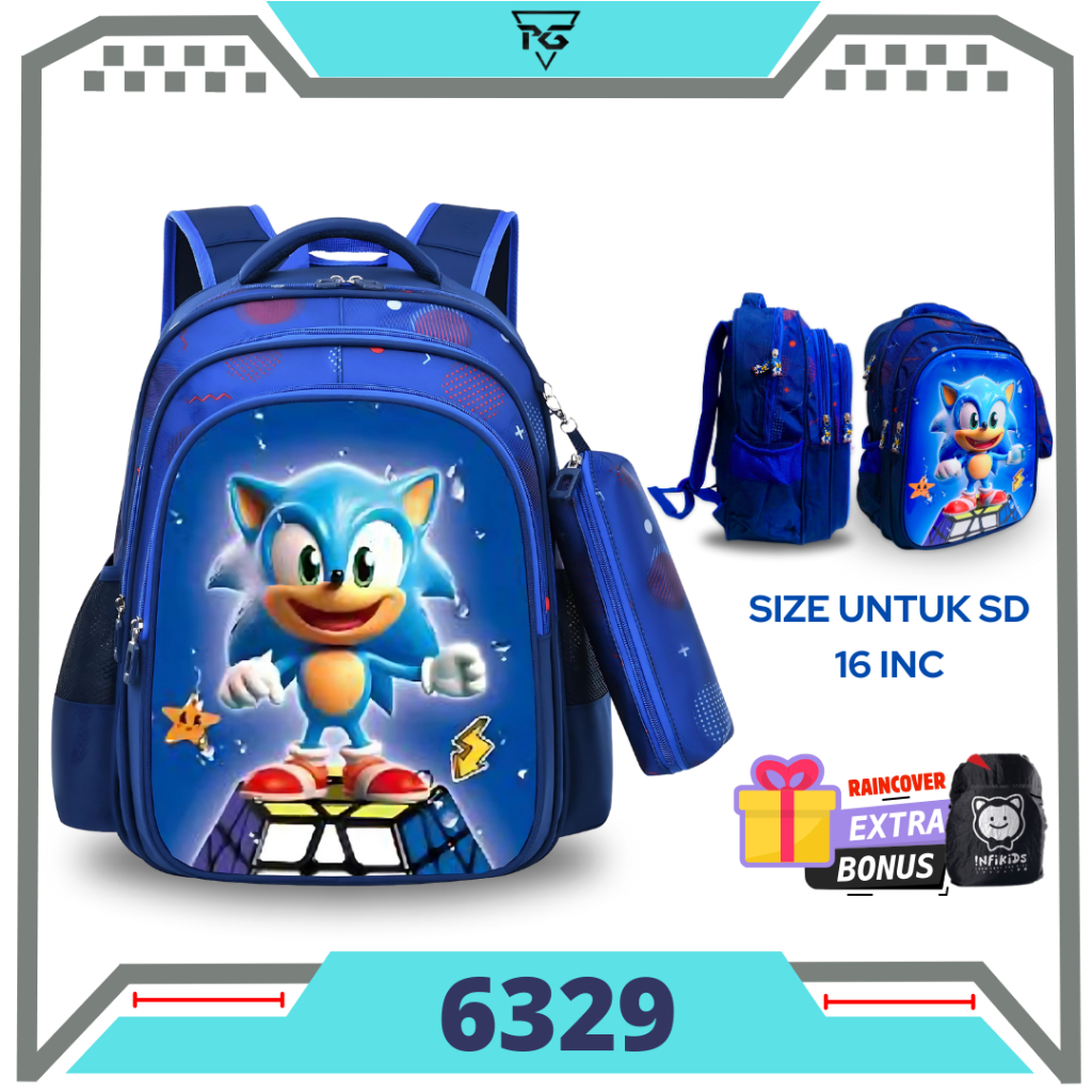 Jual Tas Ransel Anak Sekolah SD Laki Laki Karakter Sonic Timbul Backpack Anak Cowo Keren 6329 ...