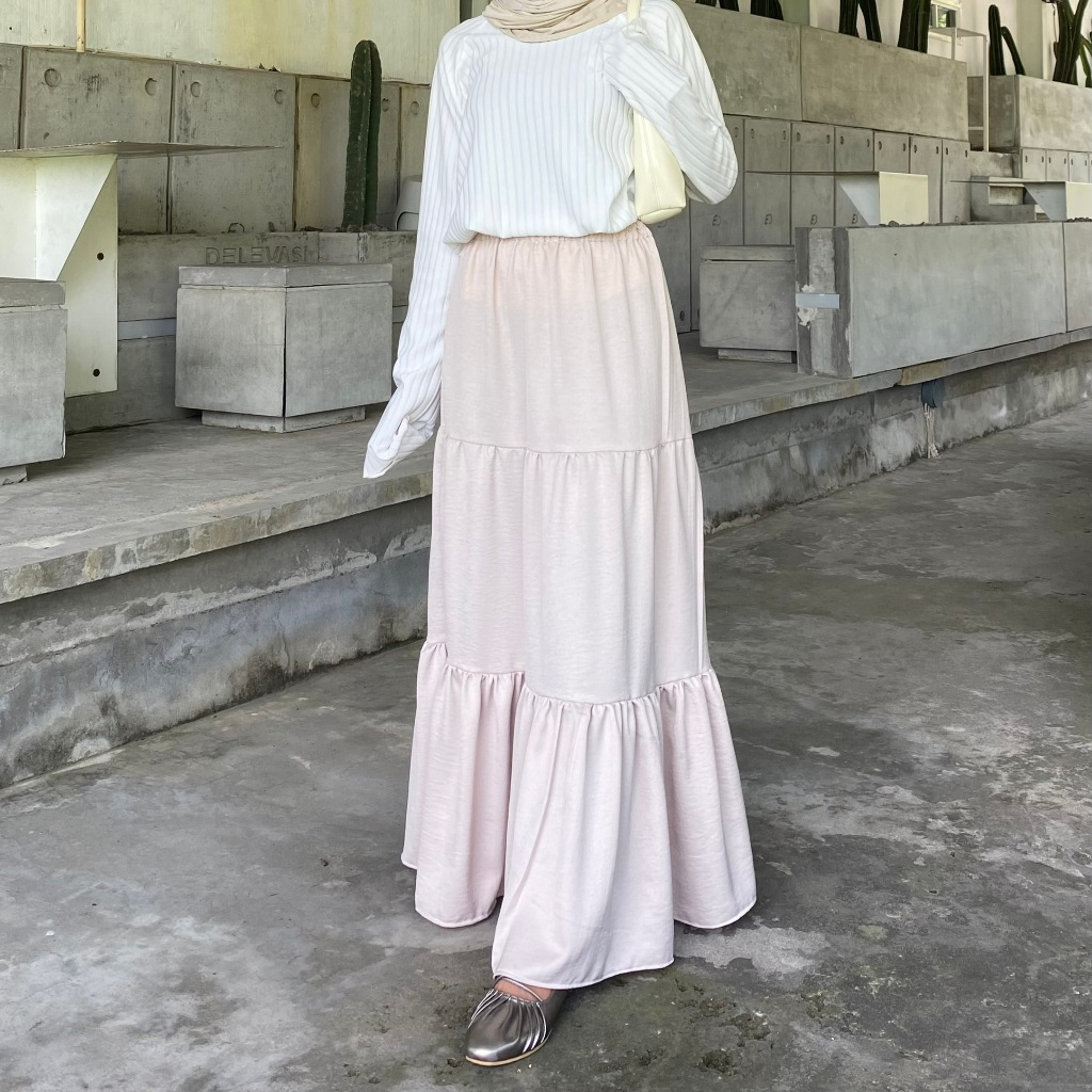 Jual Nara Ruffle Skirt | Rok Ruffle | Rok Susun Korea | Shopee Indonesia