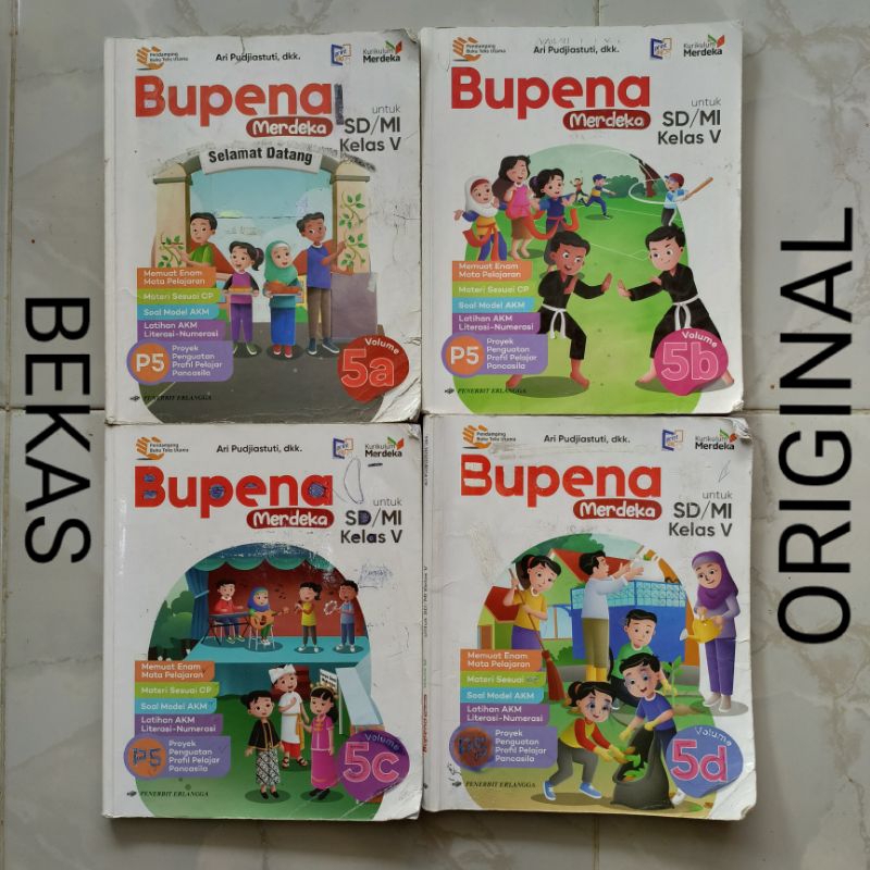 Jual ( BEKAS ) ( ORIGINAL ) BUKU BUPENA VOLUME 5A 5B 5C 5D KELAS 5 V SD MI PENERBIT ERLANGGA ...