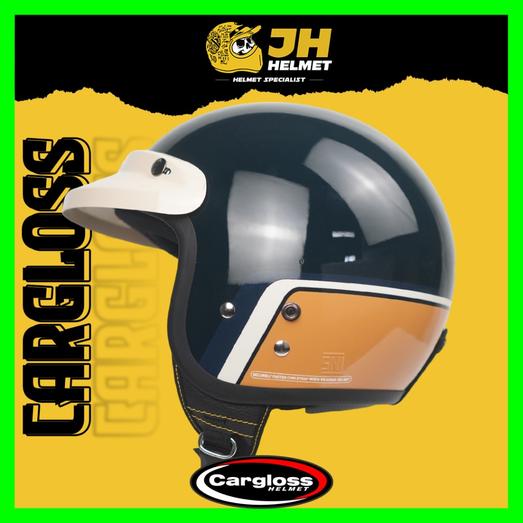 Jual Helm Cargloss Retro Original CFM Motif Race Track Dark Green ...