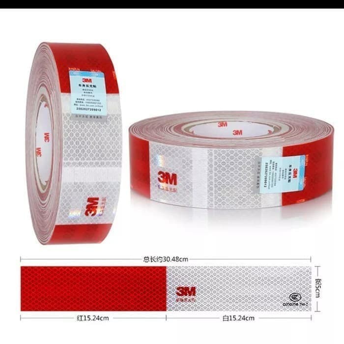 Jual Original 3 M Sticker Reflective / Scotlight Merah Putih 3M ( 45 ...