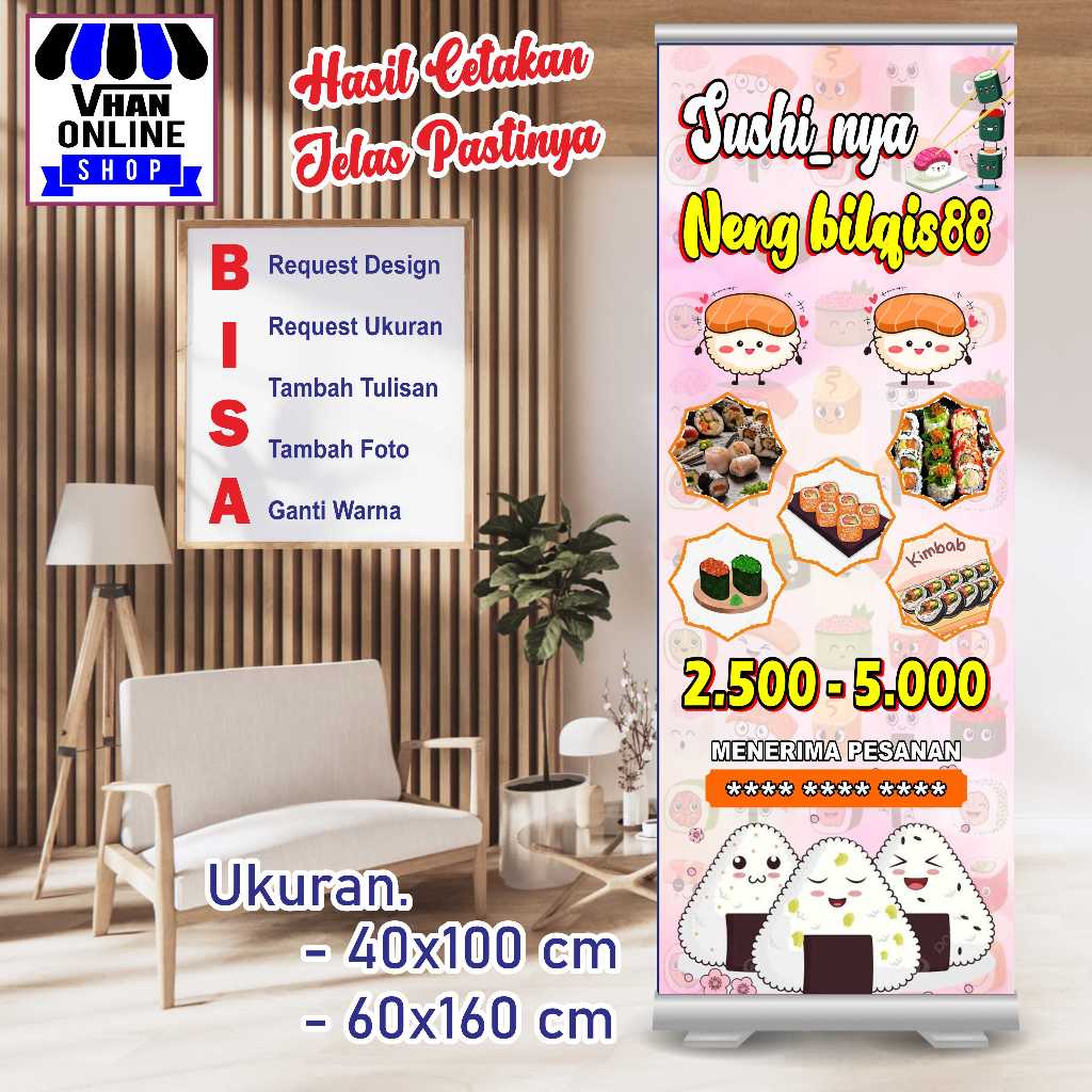 Jual Cetak Banner Spanduk Jualan Makanan Jepang Sushi Atau Kimbab ...
