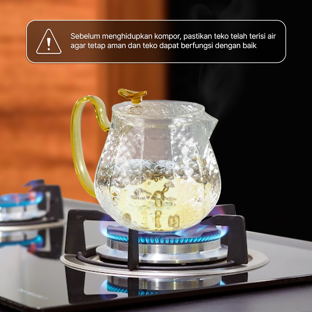 Jual Teko Teh Kaca Tahan Panas Api with Saringan Glass Teapot 500ml ...