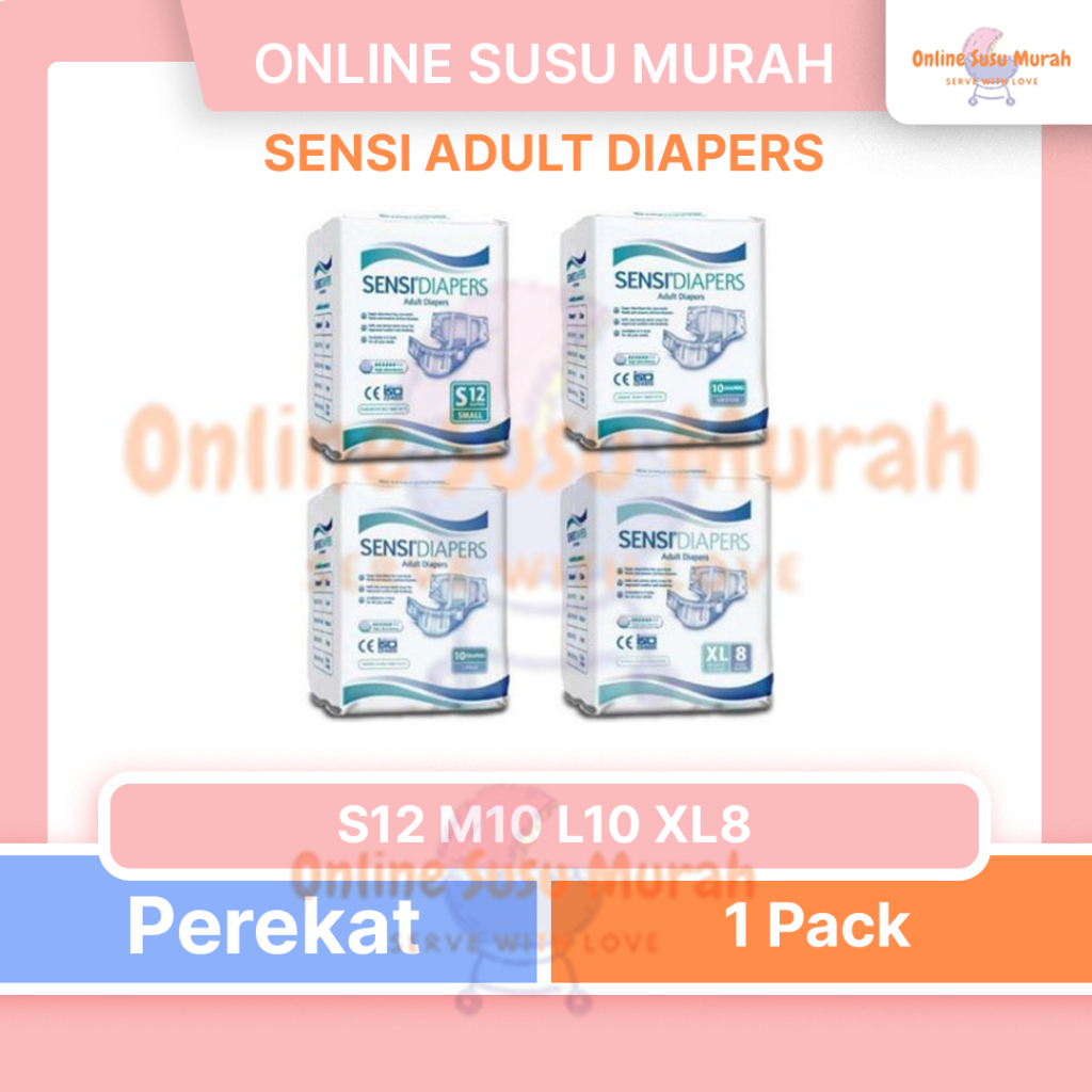 Jual SENSI ADULT DIAPERS TAPE S 12 M 10 XL 8 PEREKAT S12 M10 L10 XL8 POPOK DEWASA PPKS | Shopee ...
