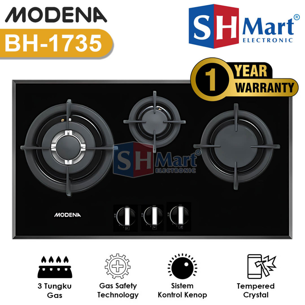 Jual KOMPOR GAS TANAM MODENA 3 TUNGKU BH1735 / BH-1735 GARANSI RESMI ...
