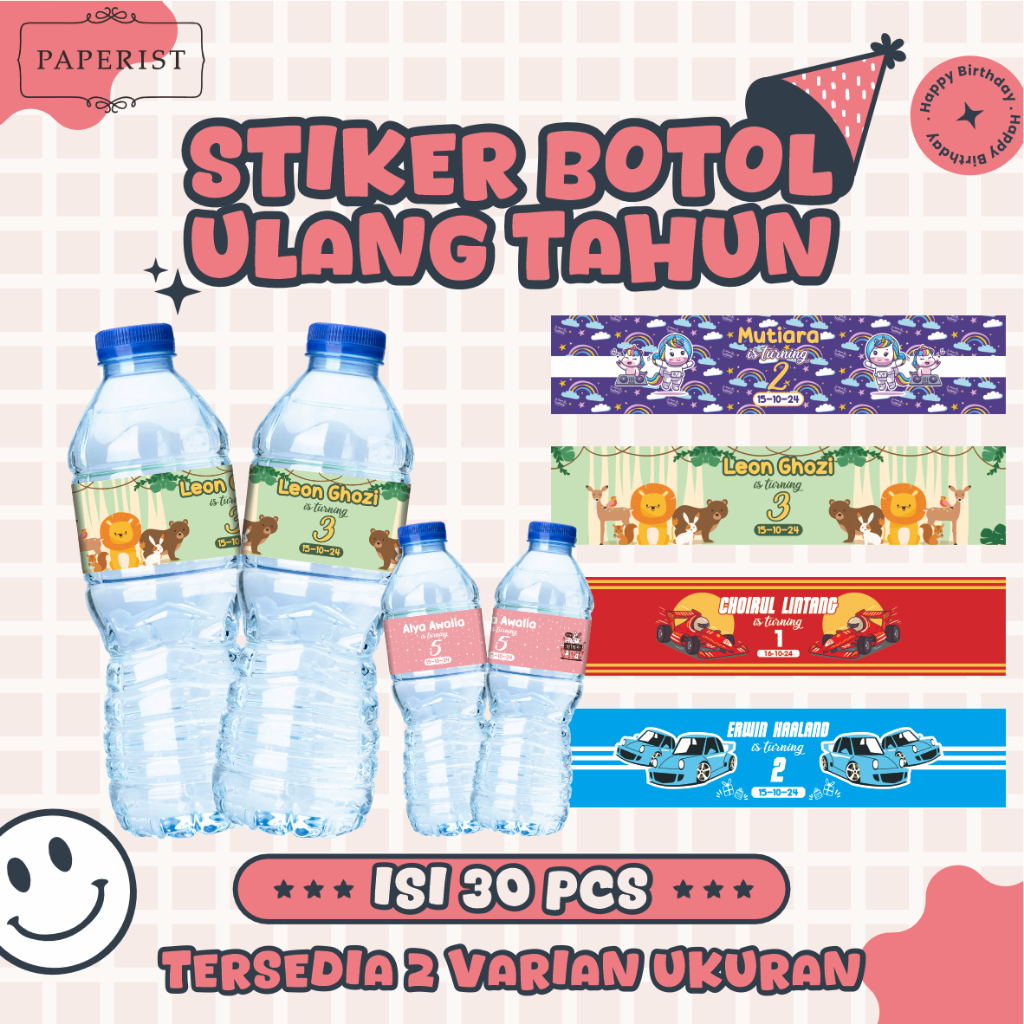 Jual Stiker botol aqua / 1 paket isi 30pcs stiker air mieral / Label ...