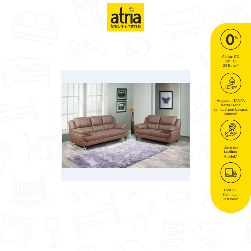 Jual Atria Sofa Half Leather Set Lyle 3 2 1 Seater Dark Tan | Shopee ...