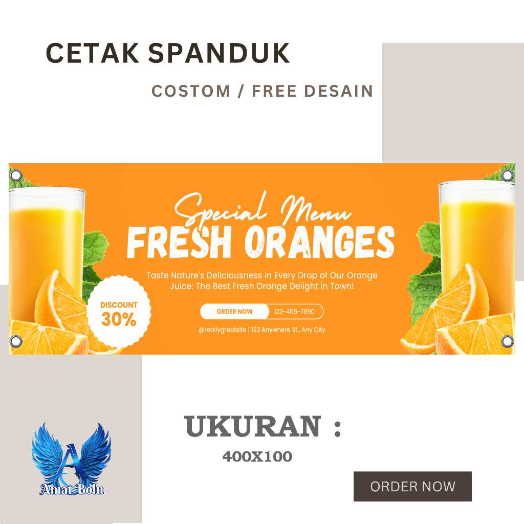 Jual Spanduk Banner ES JERUK FRESH ORANGE Costom Desain | Shopee Indonesia