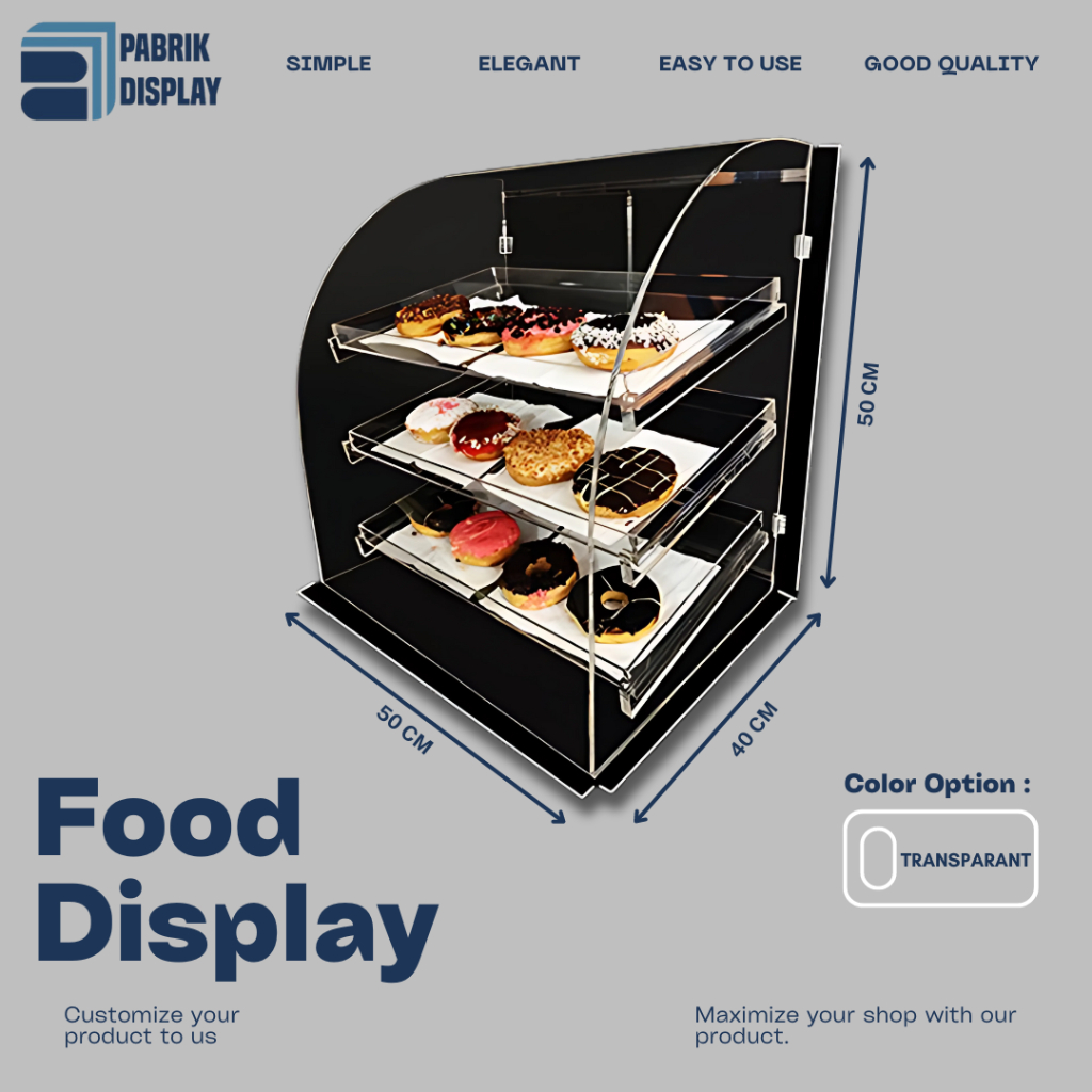 Jual Display Kue Akrilik 3 Rak | Acrylic Food Cupcake Bakery 3 Shelves ...