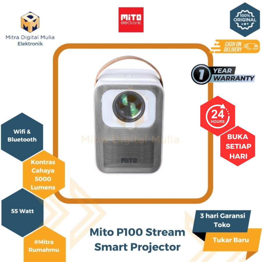 Jual Mito P100 Proyektor Smart Stream Full HD 1080P Android 9.0 ...