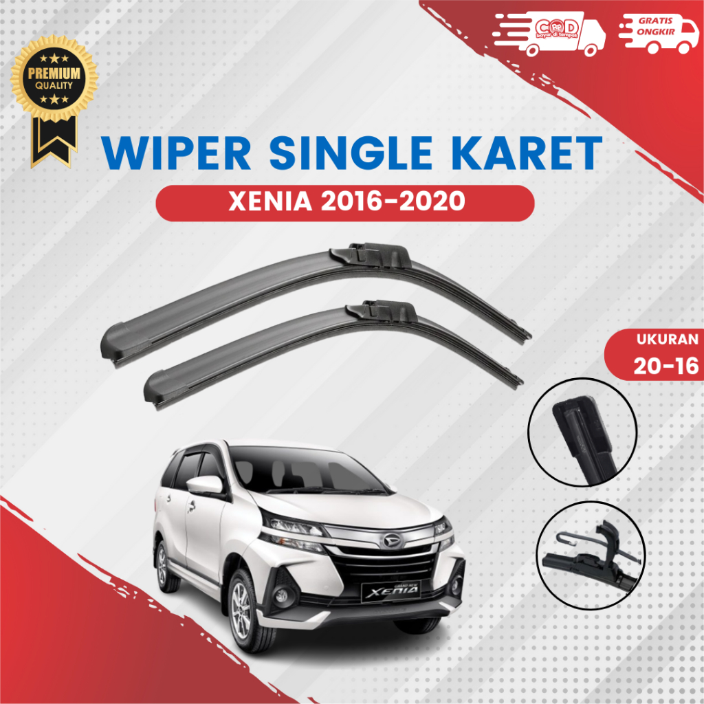 Jual Wiper Frameless Single Karet Mobil XENIA 2016-2020 Ukuran: 20 - 16 INCI | Shopee Indonesia
