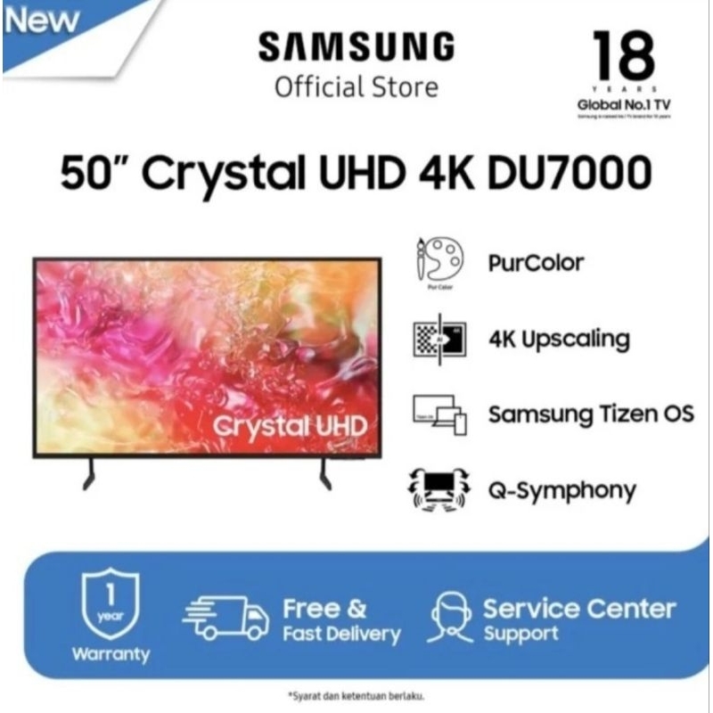 Jual TV LED SAMSUNG SMART TV 50INCH CRYSTAL UHD 4K DU7000 50DU7000 | Shopee Indonesia