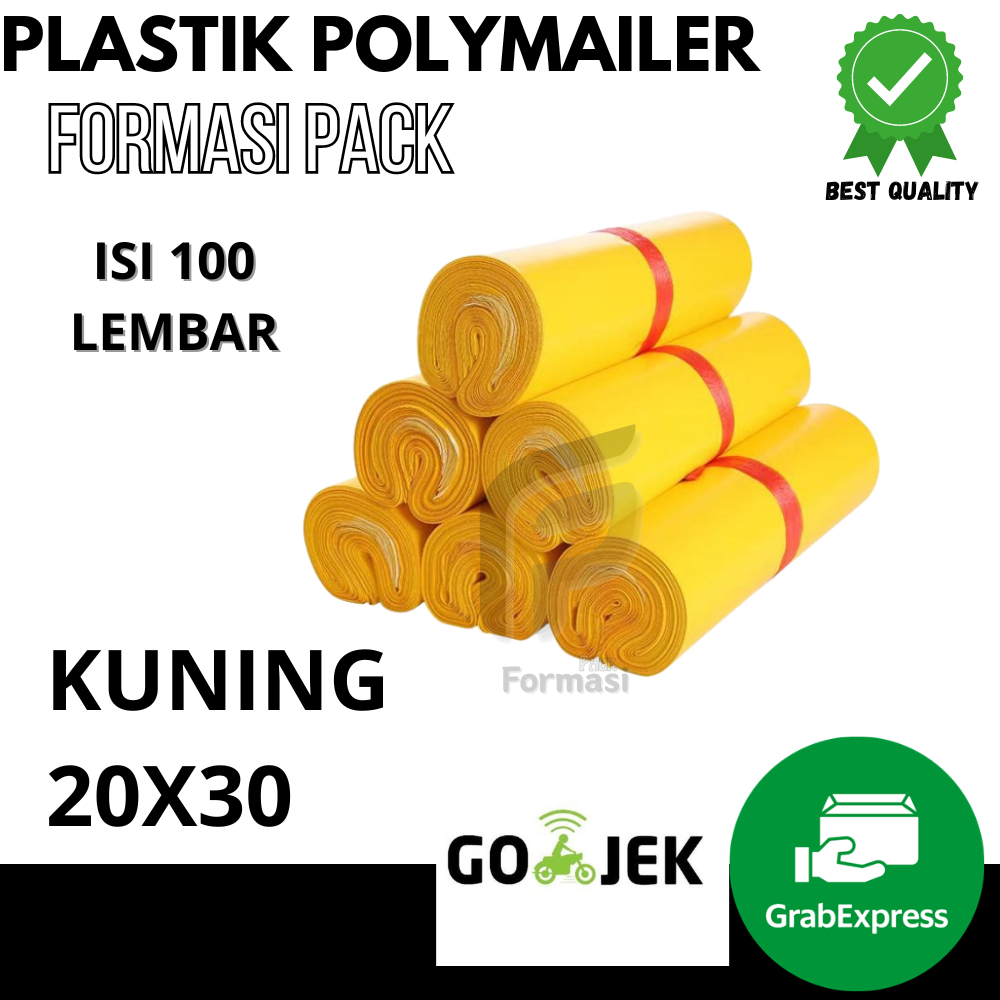 Jual PLASTIK POLYMAILER KUNING 20x30 PLASTIK PACKING WARNA KUNING ISI ...