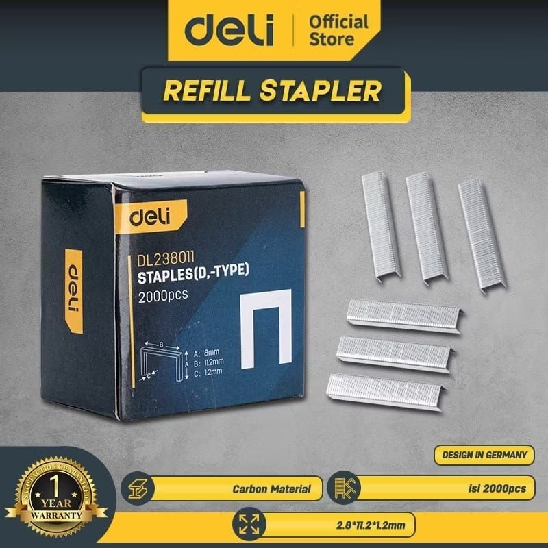 Jual DELI Staple Gun Refill (Is ulang staples tembak) 3 Model EDL23801X ...