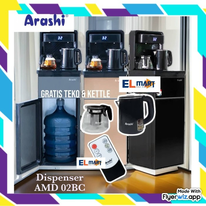 Jual Dispenser Arashi Galon Bawah Hot Cool Panas Dingin Normal Remote AMD 02BC 02 BC AMD02BC ...