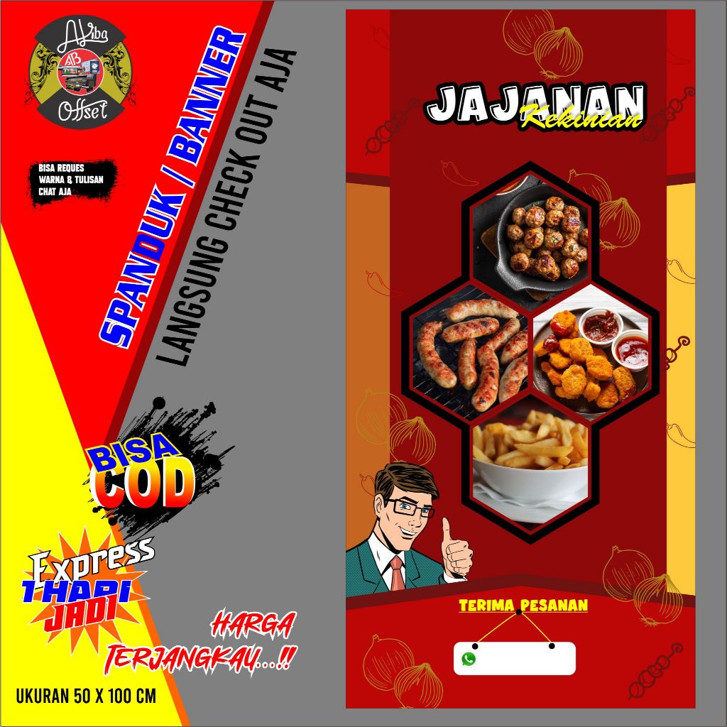 Jual BANNER SPANDUK JAJANAN KEKINIAN 12 UKURAN 50X100CM | Shopee Indonesia