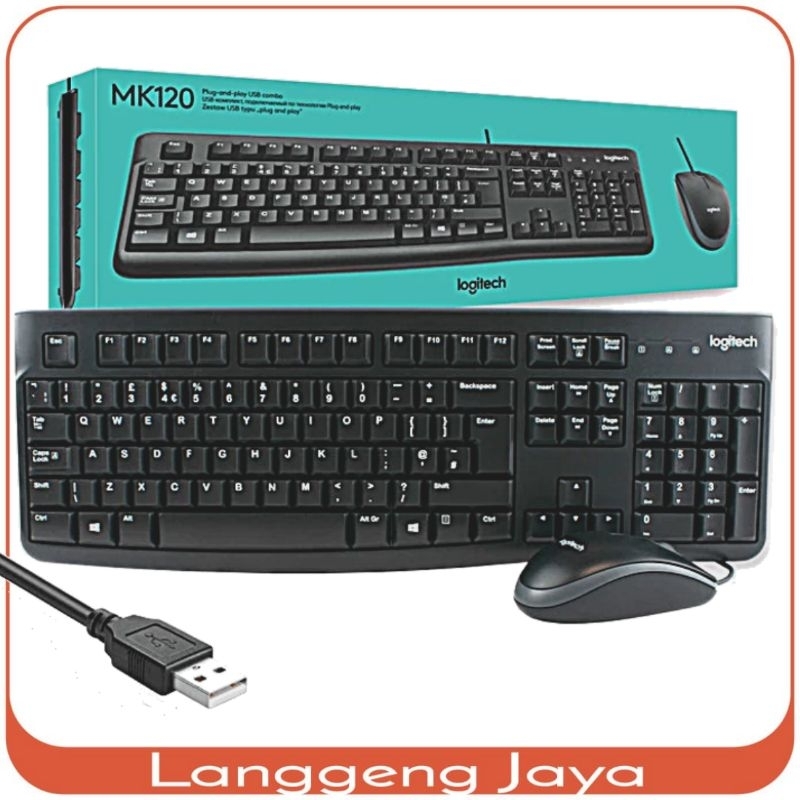 Jual Keyboard usb Logitech + mouse MK120 ORIGINAL LOGITECH | Shopee ...