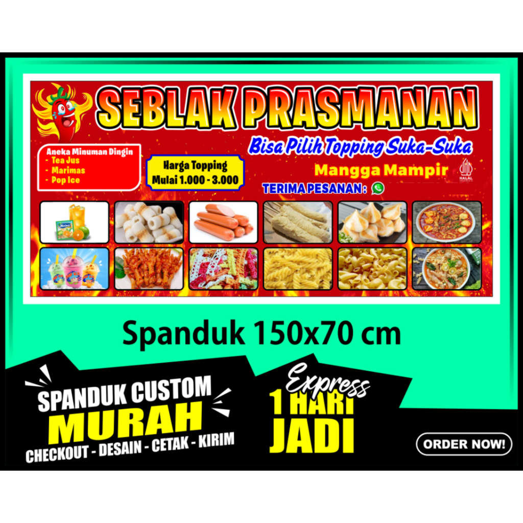 Jual Banner SEBLAK PRASMANAN, Spanduk SEBLAK 150X70 cm, COD / Banner ...
