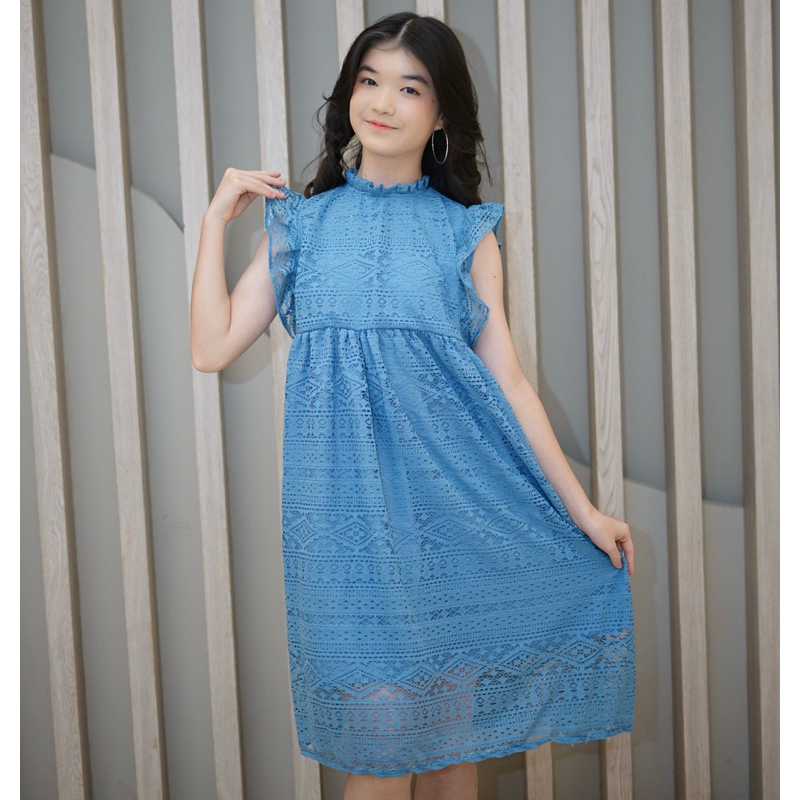 Jual MIGU NAYLA DRESS BROKAT ANAK CANTIK PREMIUM DRESS ANAK LACE BIRU ...
