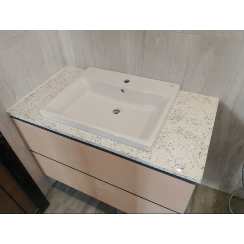 Jual TOP TABLE SOLID SURFACE MEJA WASTAFEL GREY MOTIF CUSTOM | Shopee Indonesia