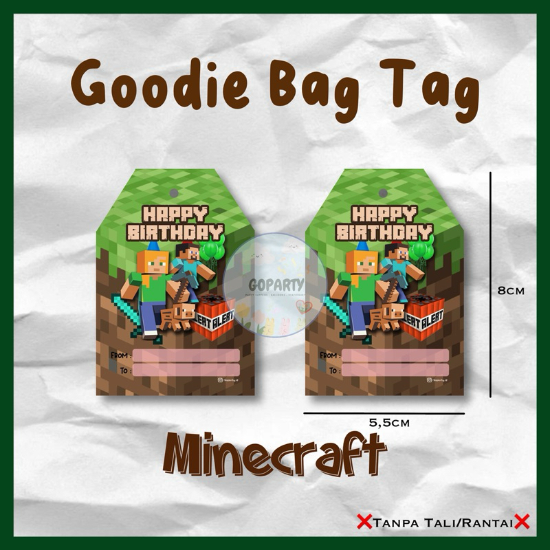 Jual MINECRAFT GOODIE BAG TAG HANGTAG GANTUNGAN HAMPERS BINGKISAN ULANG ...