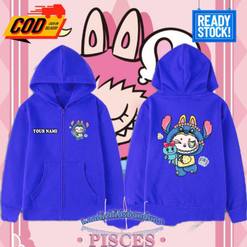 Jual zipper resleting anak laki laki animasi Labubu - Hoodie anak kartun Labubu lucu viral ...
