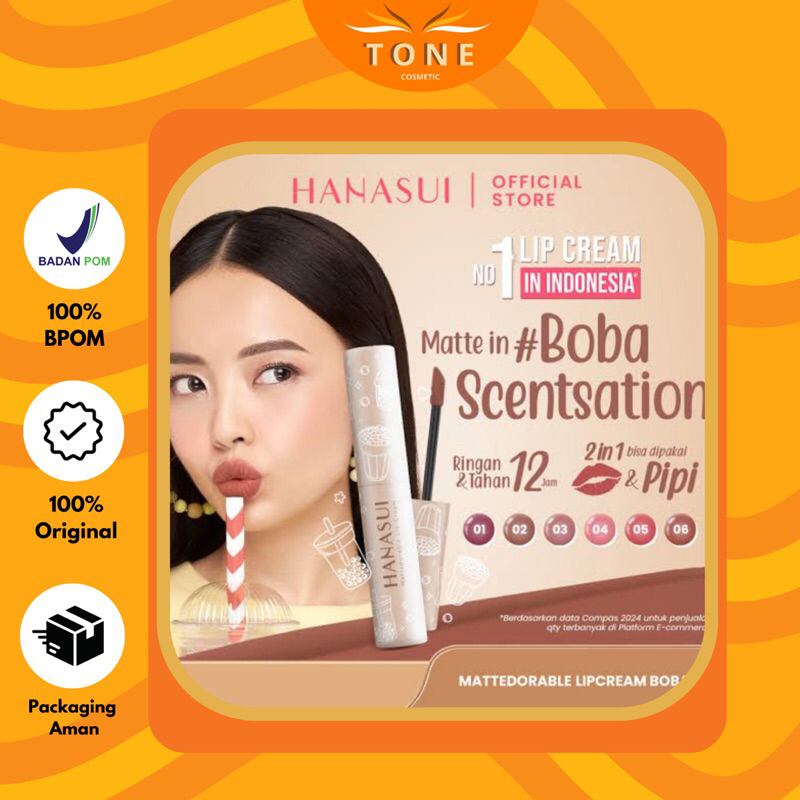 Jual Hanasui Lip Cream Boba Edition Mattedorable Boba Edition Lip Cream ...