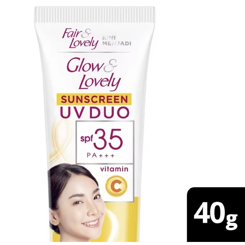 Jual GLOW & LOVELY ULTIMATE UV DUO krim VIT C & NIACINAMIDE SUNSCREEN SPF35 40gr uk BESAR ...