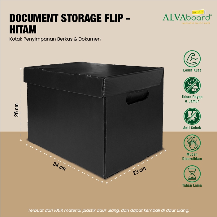Jual Kardus Dokumen Arsip ALVAboard Box Flip Ukuran 34x23x26 cm (P x L ...