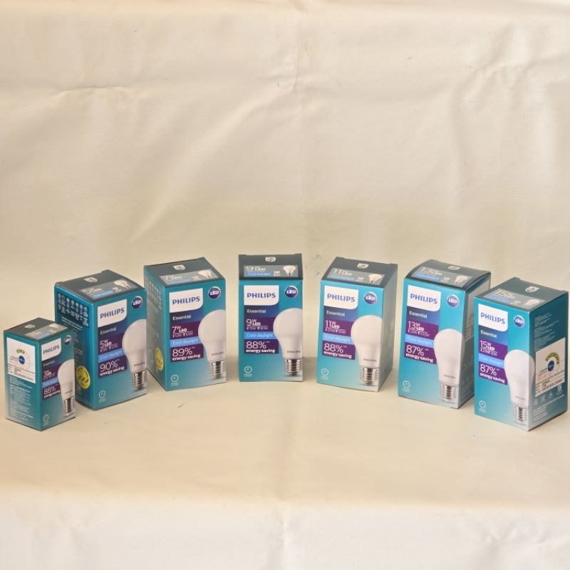 Jual LAMPU ESSENTIAL LED PHILIPS E27 LED PUTIH / COOL DAYLIGHT 3 5 7 9 ...