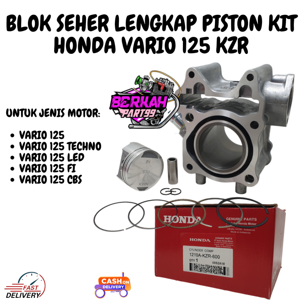 Jual KZR BLOK BLOCK SEHER SET PISTON KOMPLIT VARIO 125 VARIO 125 FI LED CBS KUALITAS ORIGINAL ...