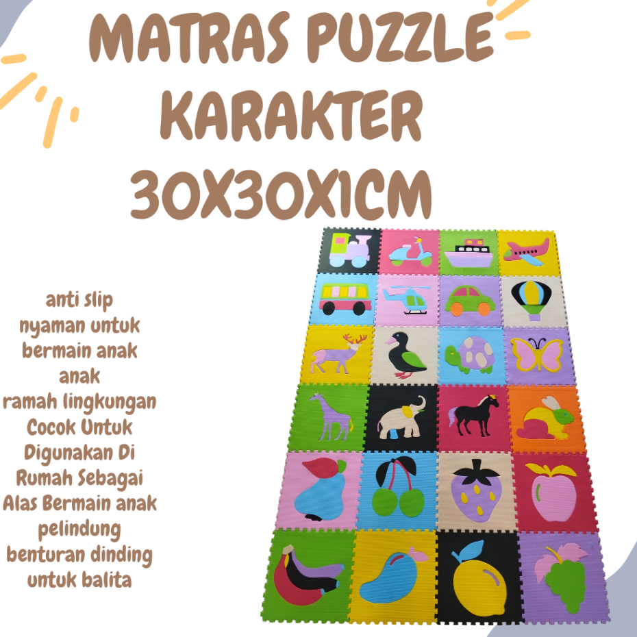 Jual Matras Puzzle Alas Bermain Playmat Bayi Karakter Hewan Buah ...