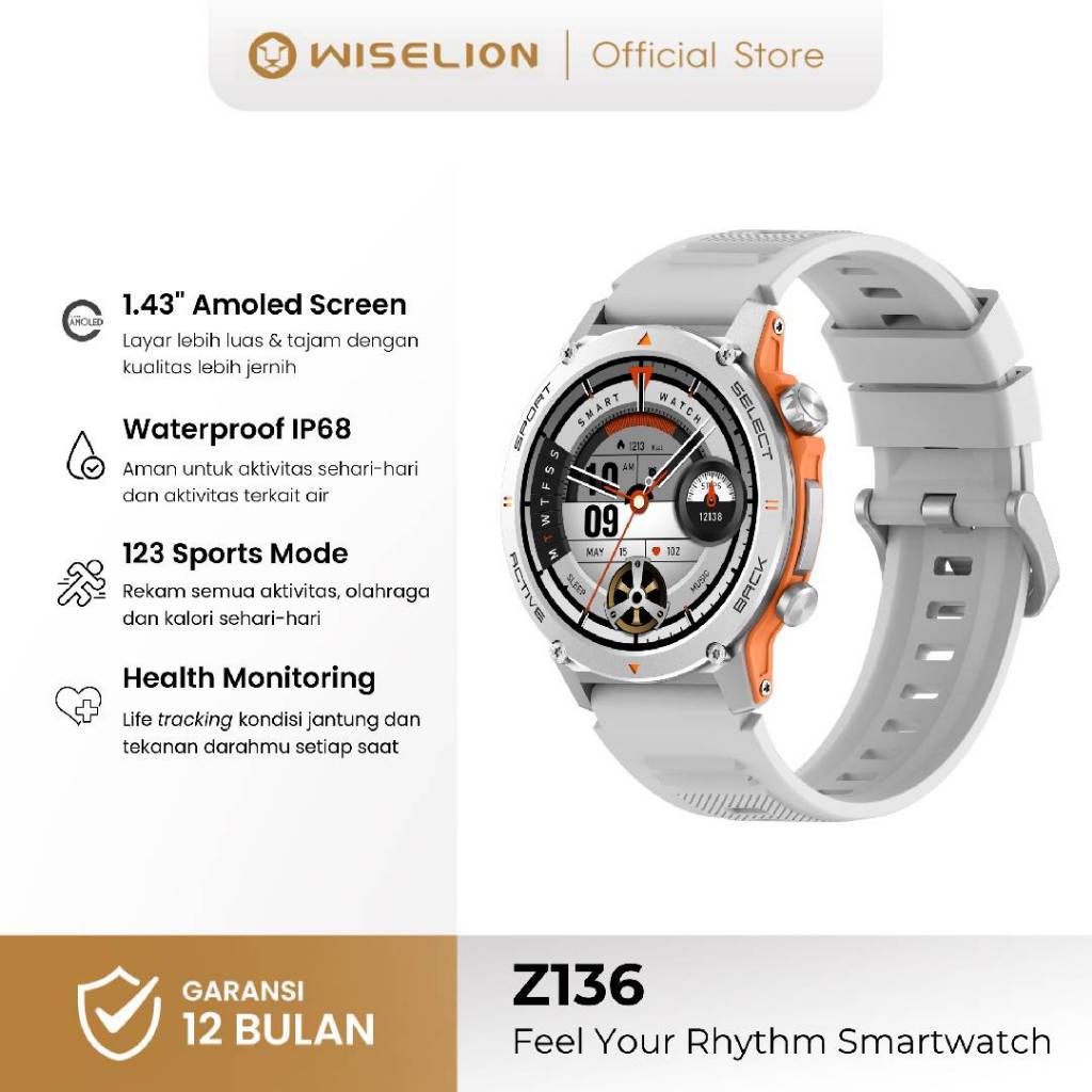 Jual WISELION Smartwatch Z136 -Terbaik 2025 dengan Fitur Kesehatan ...