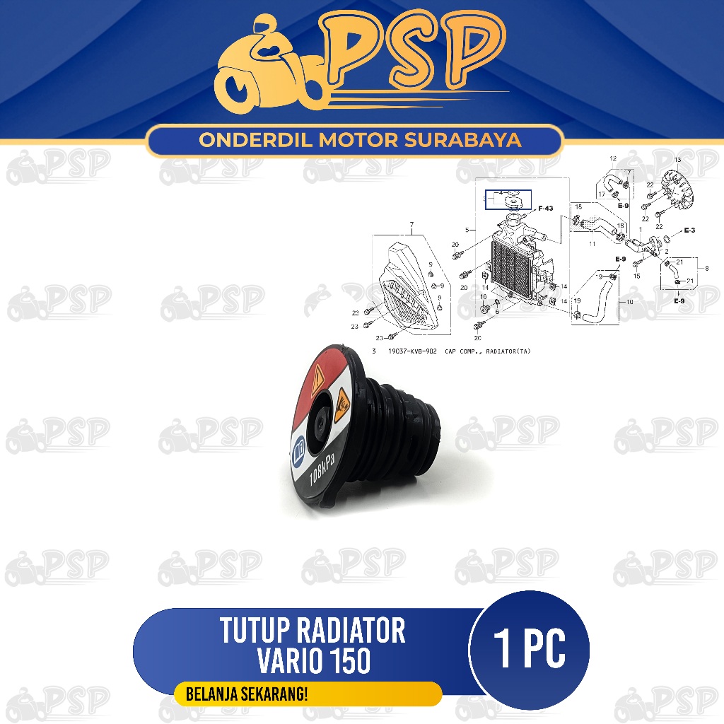 Jual Tutup Radiator Vario 150 + O Ring - Penutup Cap Comp Radiator ...