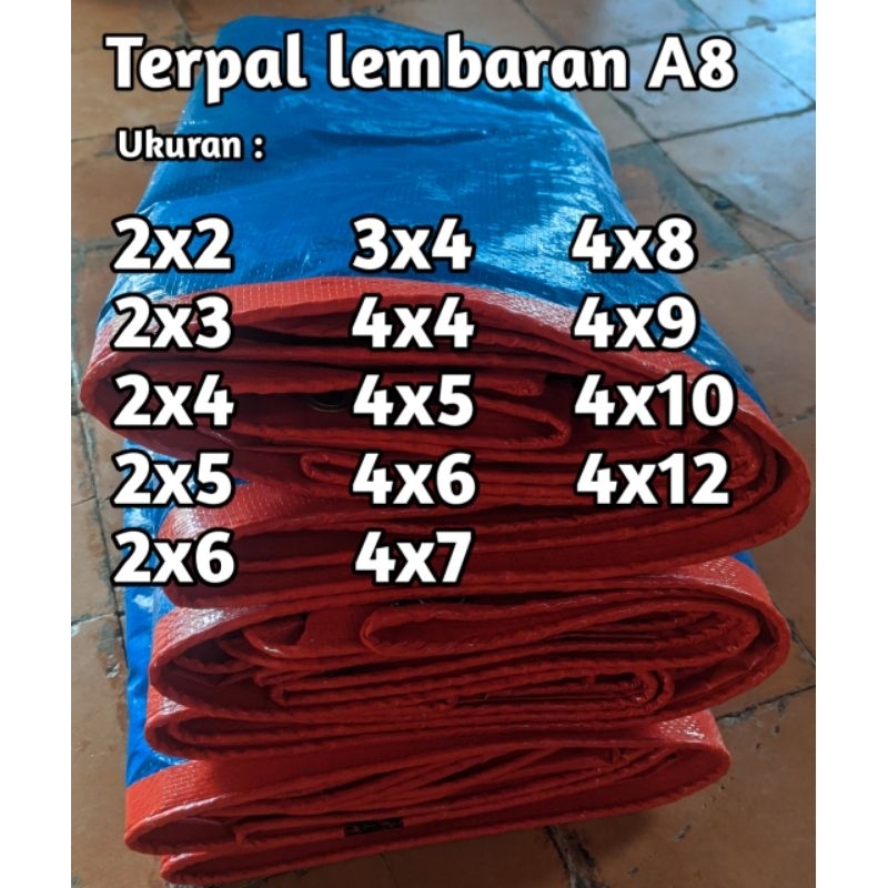 Jual Terpal lembaran A8 ukuran 2x3 2x4 2x5 2x6 3x4 4x4 4x5 4x6 4x7 4x8 ...