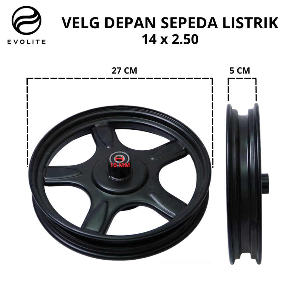 Jual VELG DEPAN / FRONT RIM / RODA DEPAN SEPEDA LISTRIK EVOLITE 14 X 2. ...