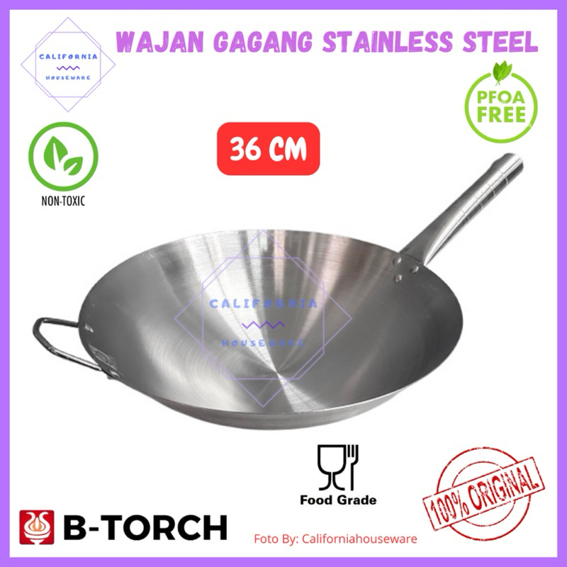Jual B-TORCH Wajan Kuali Gagang Stainless Steel Tebal / Wajan Gagang Penggorengan Tebal Full ...