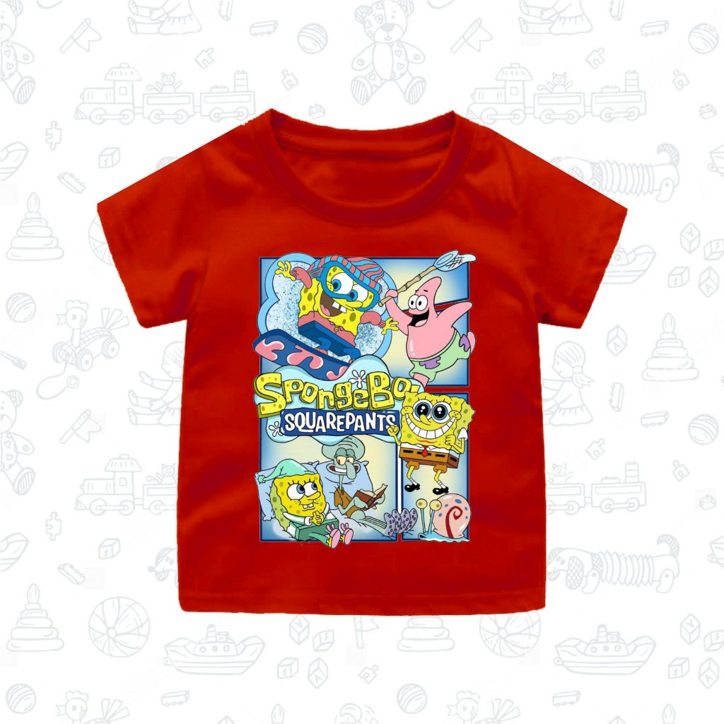 Jual KAOS / BAJU ANAK SPONGEBOB TERBARU UMUR 1 2 3 4 5 6 7 8 9 10 11 12 ...