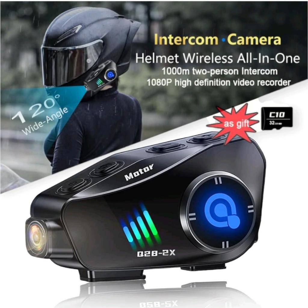 Jual Intercom Camera Recorder 1080P Bluetooth Headset Helm Interkom Q28 ...