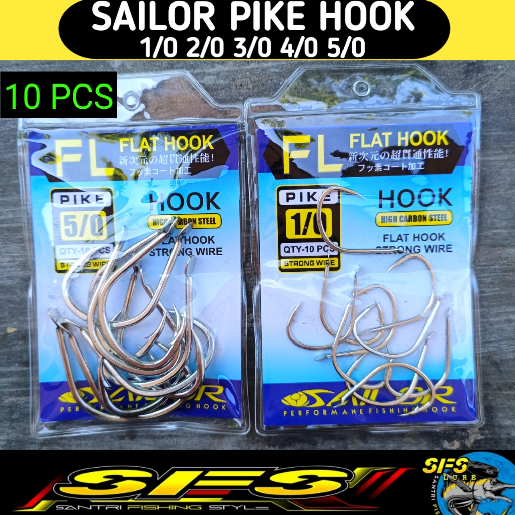 Jual Pike assist hook jig 10pcs sailor pike 1/0 2/0 3/0 4/0 5/0 kail ...