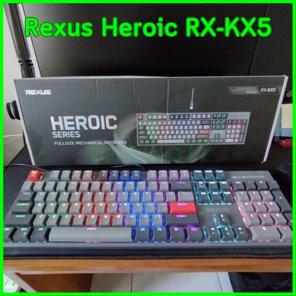 Jual REXUS HEROIC RX-KX5 keyboard mechanical red switch full size warna black grey gaming ...