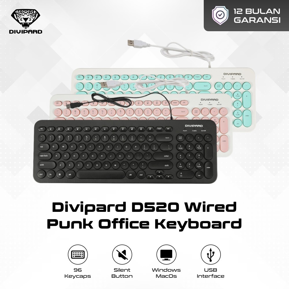 Jual Keyboard Mini Kabel USB Divipard D520 Multimedia Punk Style ...