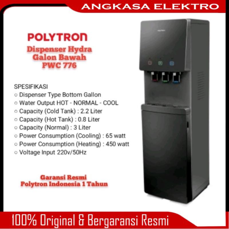 Jual DISPENSER POLYTRON Hydra Galon Bawah PWC 776 Kompresor Garansi ...
