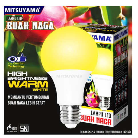 Jual Bohlam Lampu LED Buah Naga 9 WATT 12 WATT Warm White / KUNING 2700K IP54 Untuk Budidaya ...