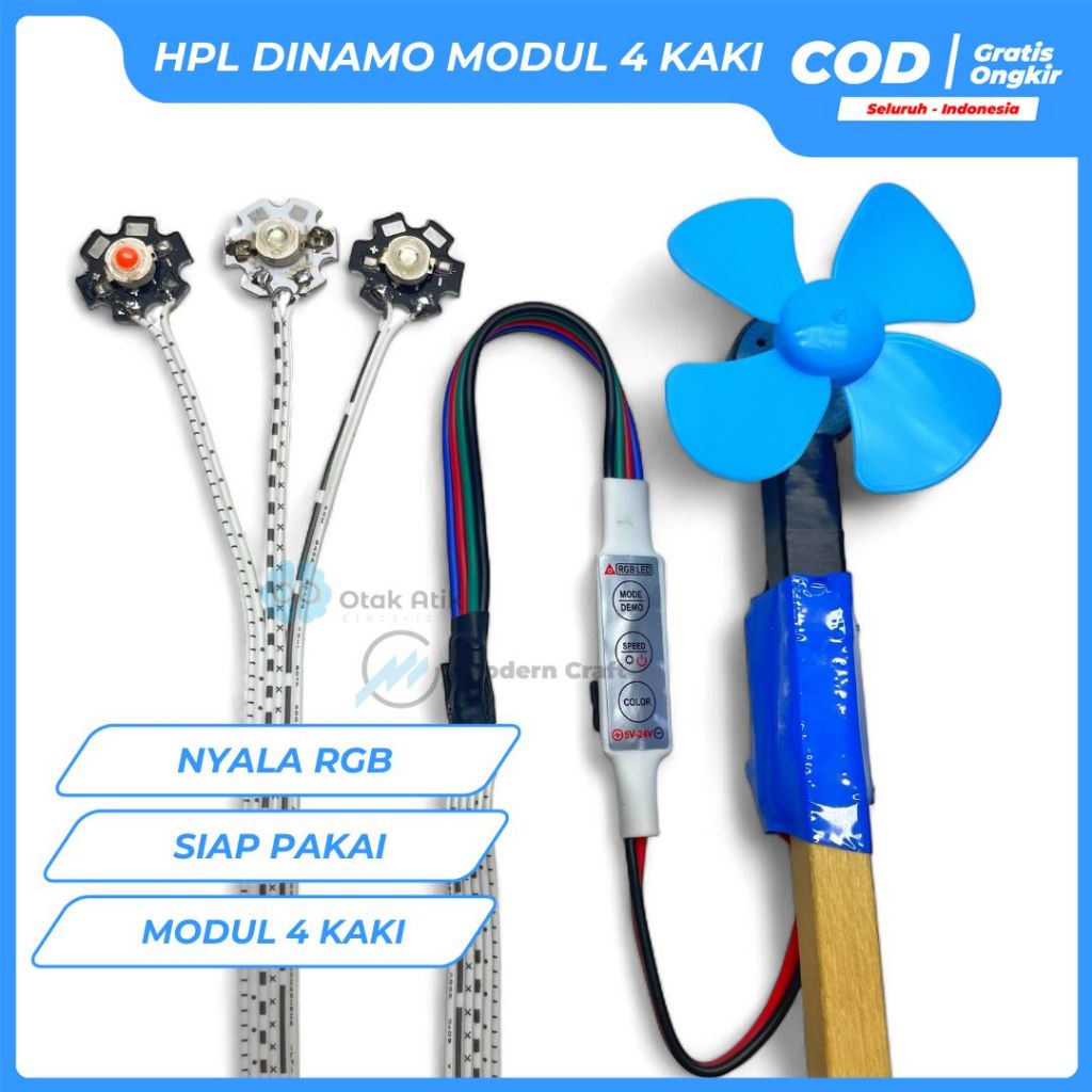 Jual Lampu layang layangan dinamo LED HPL modul RGB 4 kaki fullset siap ...