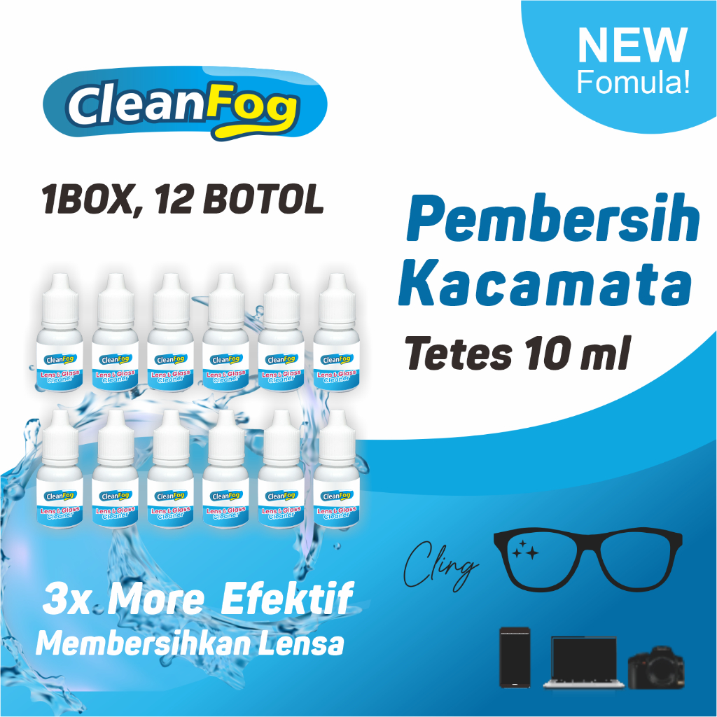 Jual Cleanfog Lens & Glass Cleaner Pembersih Kacamata Isi 12 botol ...