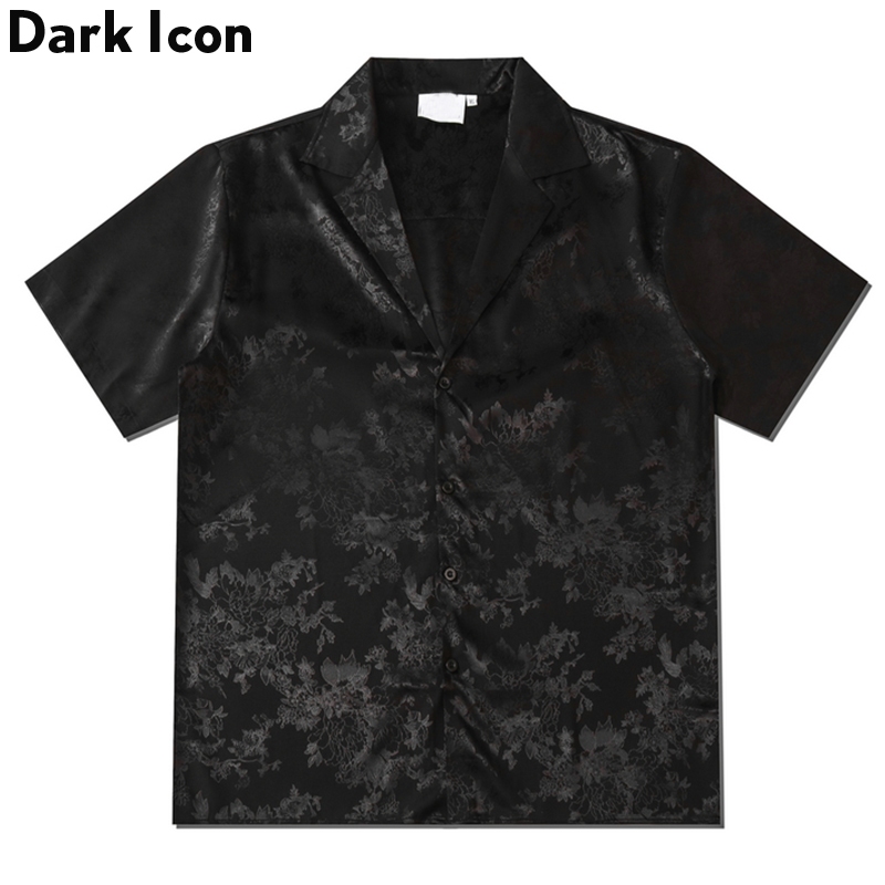 Jual Dark Icon Kemeja Hitam Satin Pria Lengan Pendek Vintage Kemeja ...